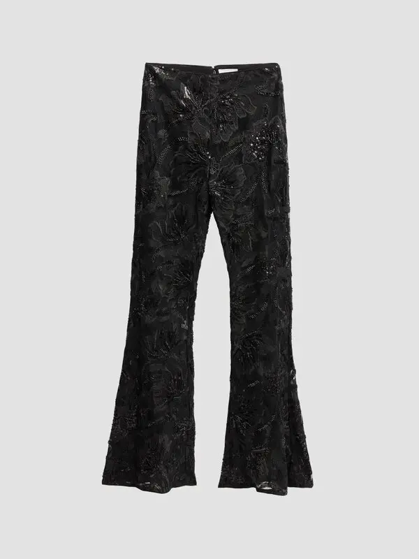 AKNVAS Lennon Sequin Embroidered Lace Flared Pants