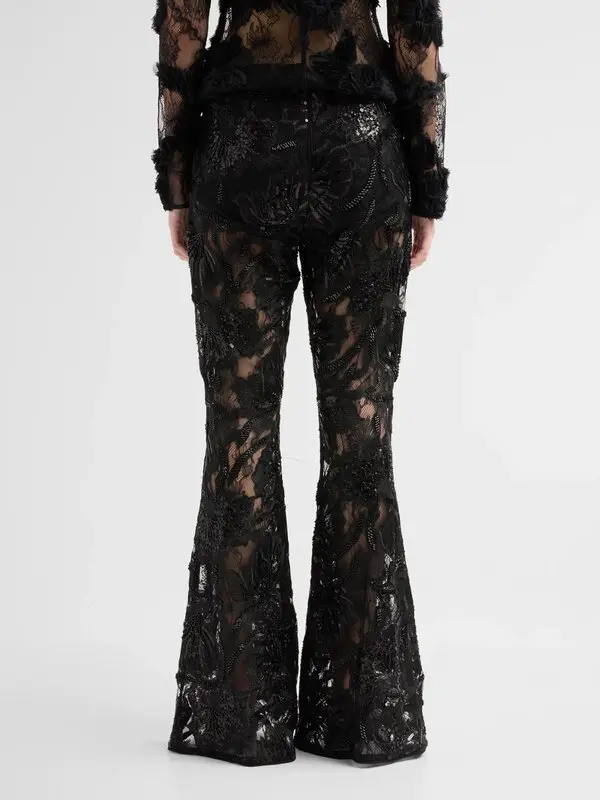 AKNVAS Lennon Sequin Embroidered Lace Flared Pants
