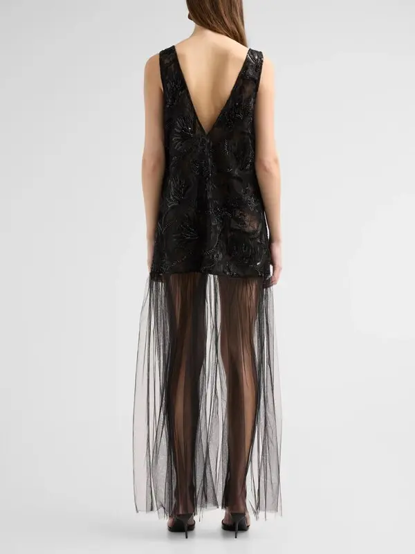 AKNVAS Anastasia Embellished Lace Combo Maxi Dress