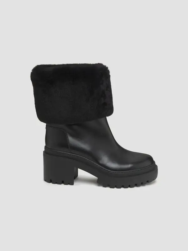 GIUSEPPE ZANOTTI 70mm Shearling-cuff Leather Platform Booties