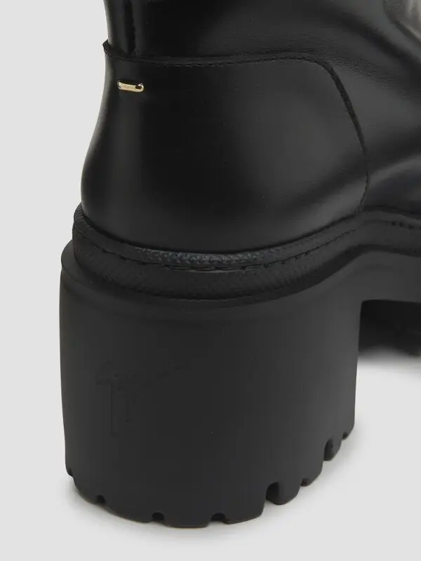 GIUSEPPE ZANOTTI 70mm Shearling-cuff Leather Platform Booties