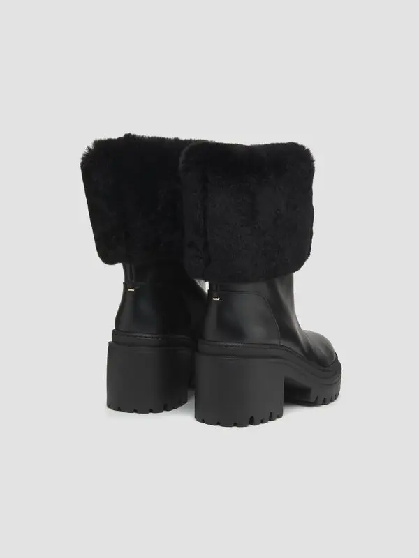 GIUSEPPE ZANOTTI 70mm Shearling-cuff Leather Platform Booties
