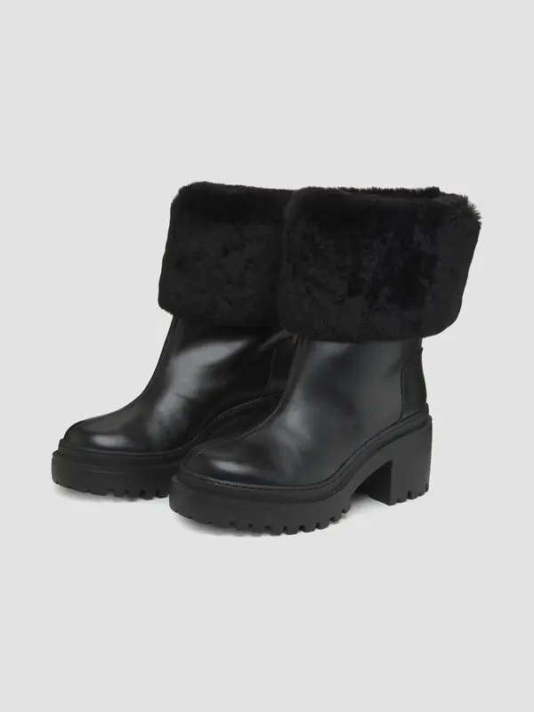GIUSEPPE ZANOTTI 70mm Shearling-cuff Leather Platform Booties