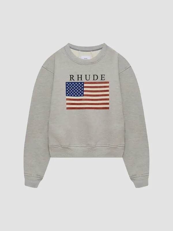 Rhude Usa Flag Crewneck Sweatshirt - Grey