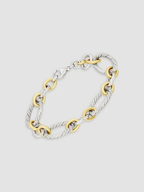 JAN LESLIE Sterling & 18k Yellow Gold Oval-link Chain Bracelet