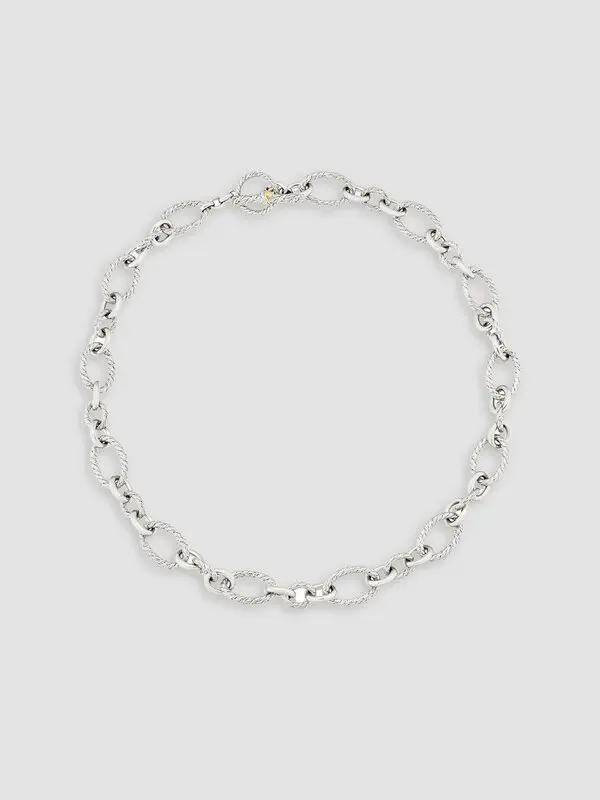 JAN LESLIE Sterling 18k Yellow Gold & 0.005 Tcw Diamond Oval-link Chain Bracelet - Silver