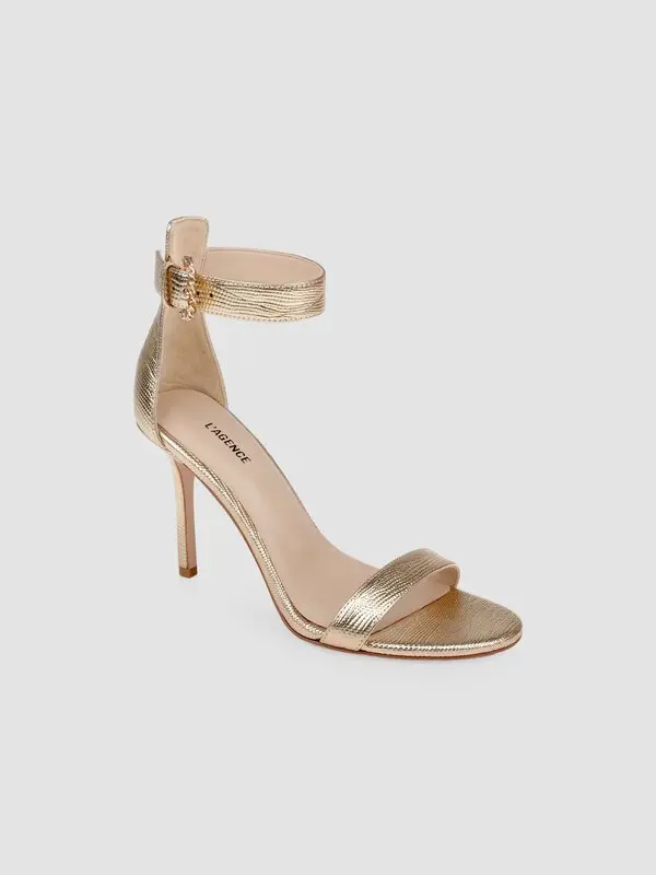 L'AGENCE Gisele 90mm Lizard-embossed Leather Sandals