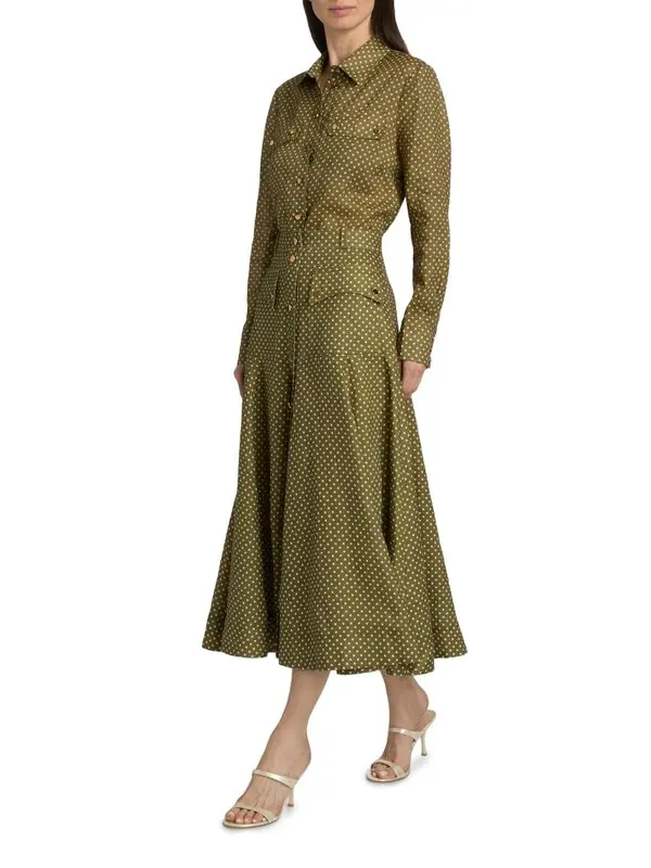 Zimmermann Luna Polka Dot Linen Cargo Midi-skirt
