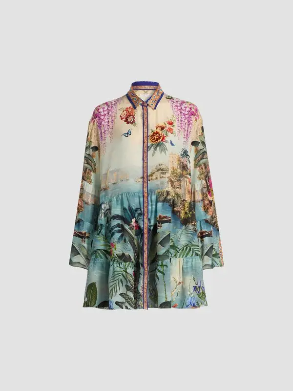 Camilla Bodram Botanicals Tiered Shirtdress - Multi