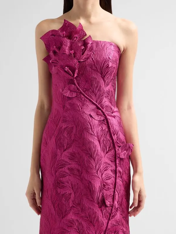 Rene Ruiz Collection Floral Appliqué Crepe Mermaid Gown