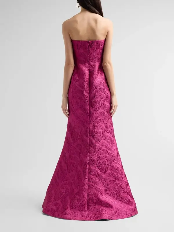 Rene Ruiz Collection Floral Appliqué Crepe Mermaid Gown