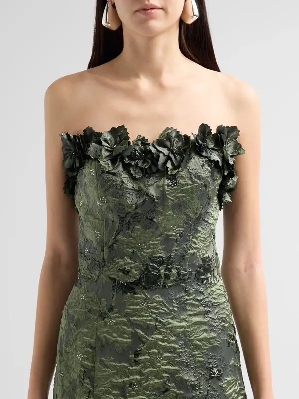 Rene Ruiz Collection Jacquard Floral Appliqué Mermaid Gown