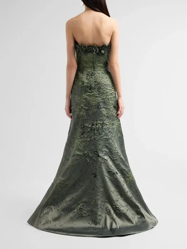 Rene Ruiz Collection Jacquard Floral Appliqué Mermaid Gown
