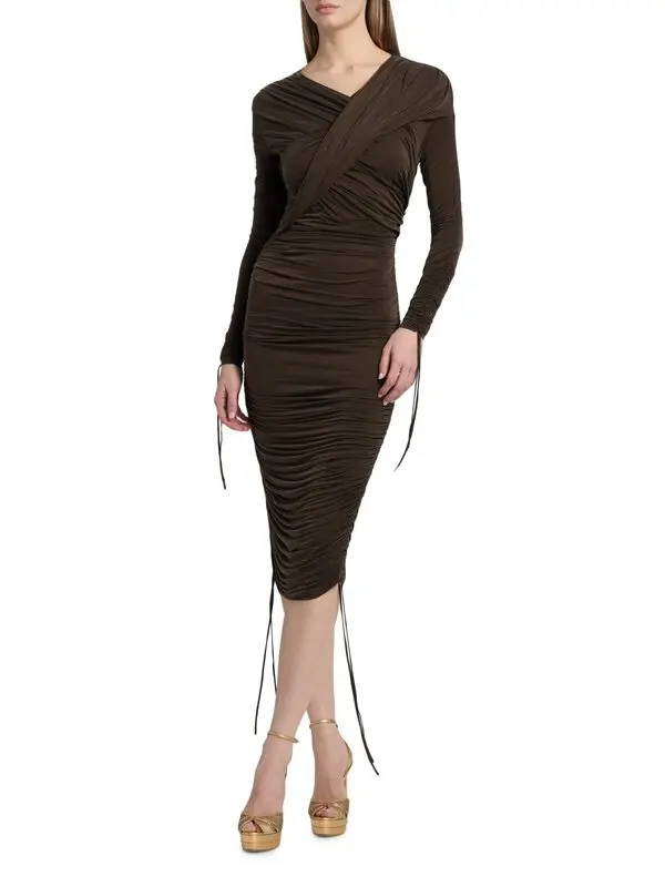 Balmain Draped Jersey Midi-dress