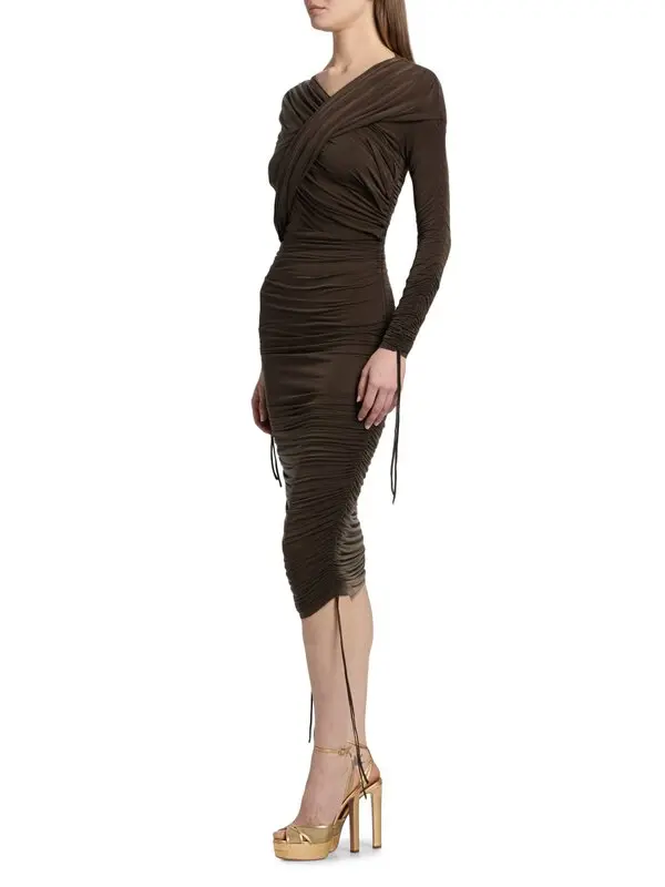 Balmain Draped Jersey Midi-dress