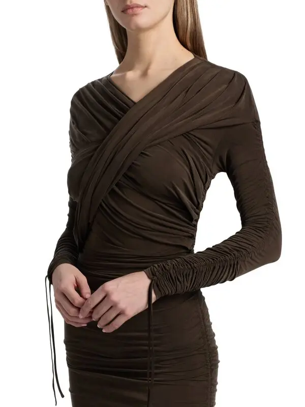 Balmain Draped Jersey Midi-dress