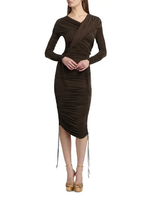 Balmain Draped Jersey Midi-dress