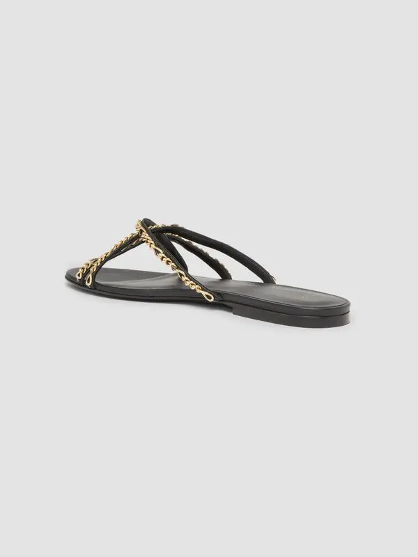 Balmain Chain-embellished Leather Slide Sandals