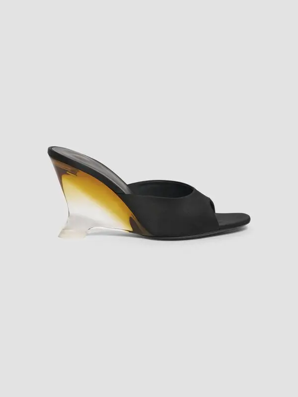 Balmain 95mm Satin Wedge Mules - Noir