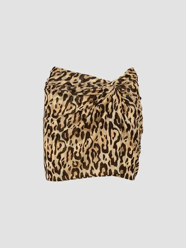 VIX PAULA HERMANNY Karen Leopard-print Side Twist Miniskirt - Multi