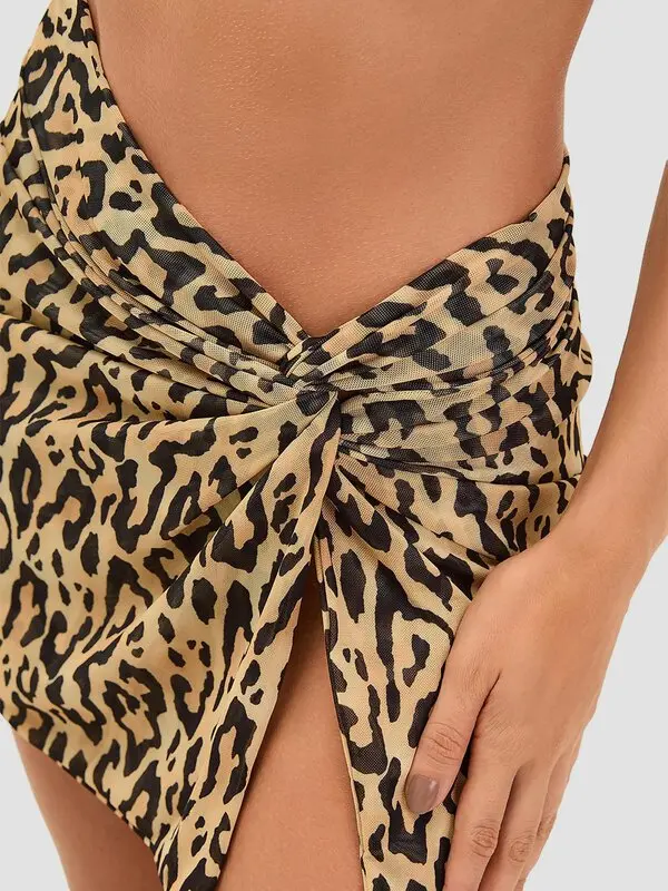 VIX PAULA HERMANNY Karen Leopard-print Side Twist Miniskirt