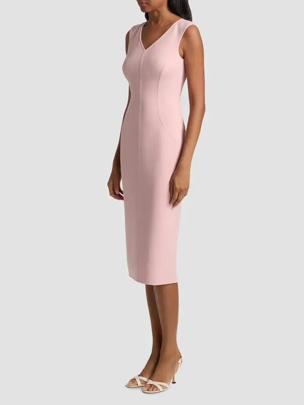 Michael Kors Stretch-wool V-neck Sheath Midi-dress