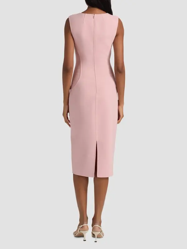 Michael Kors Stretch-wool V-neck Sheath Midi-dress