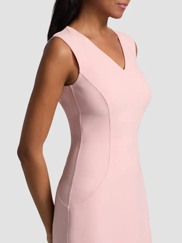 Michael Kors Stretch-wool V-neck Sheath Midi-dress