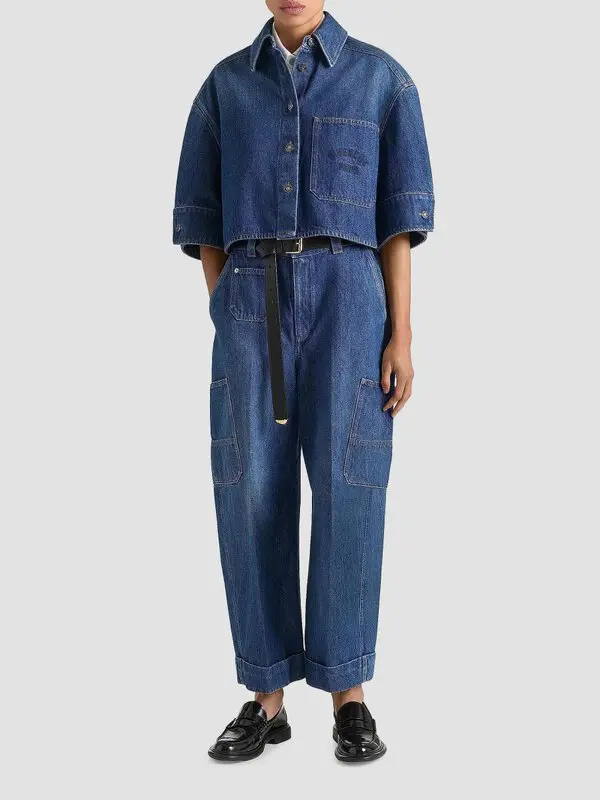 Givenchy Cropped Cocoon Shirt In Medium Clue Denim