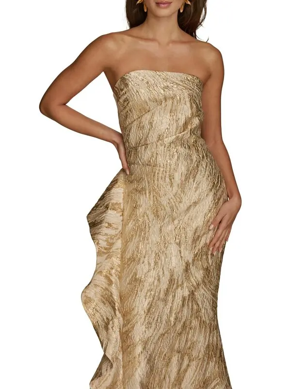 Donna Karan New York Brocade Ruffle Gown
