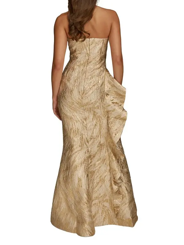 Donna Karan New York Brocade Ruffle Gown