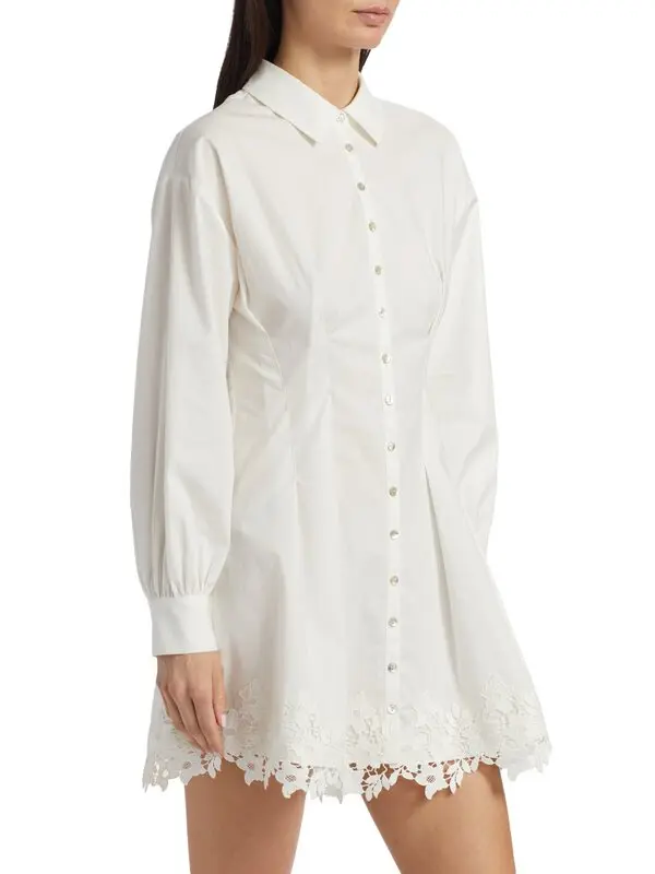 Cami Nyc Kimiko Lace-trim Cotton Mini Shirtdress