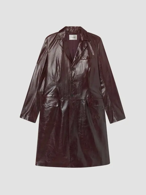 FRAME The Veda Leather Trench​ Coat - Currant