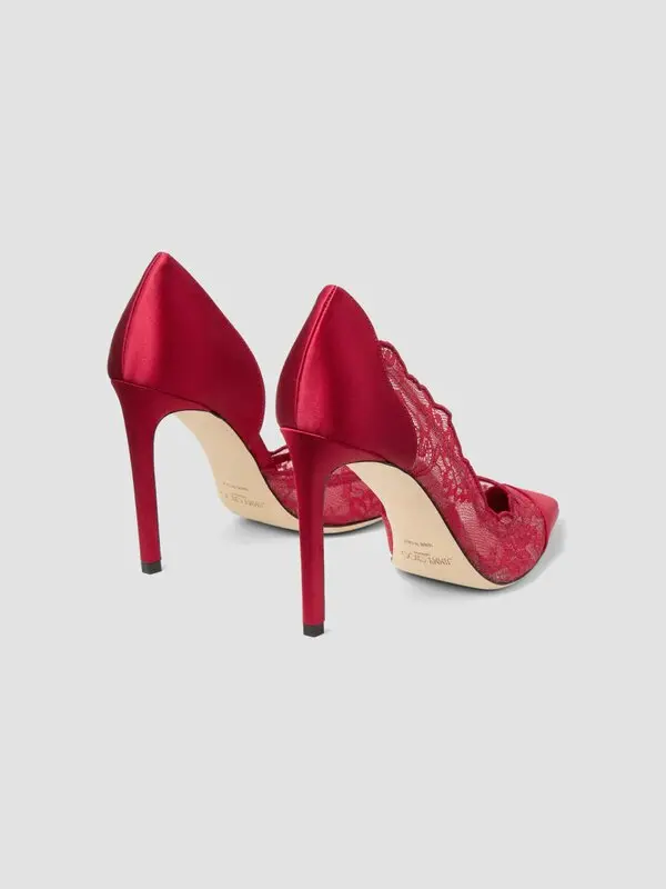 JIMMY CHOO Brigitte 100mm Lace & Satin Pumps