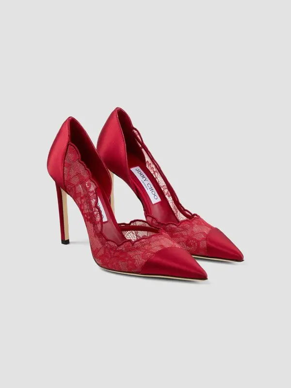 JIMMY CHOO Brigitte 100mm Lace & Satin Pumps