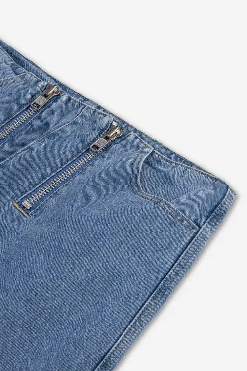 NOCTURNE Double Zip Straight Leg Jeans