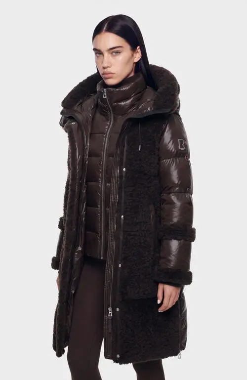 Rudsak Shelley Teddy & Down Puffer Coat - Espresso