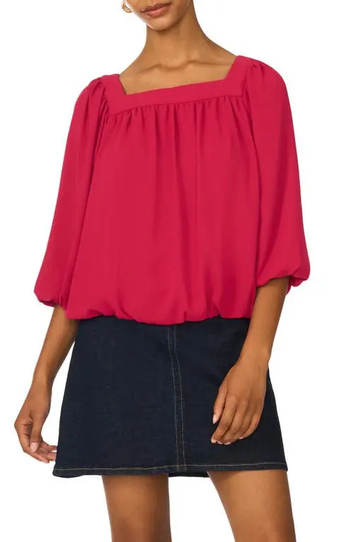 Vince Camuto Square Neck Bubble Top - Claret