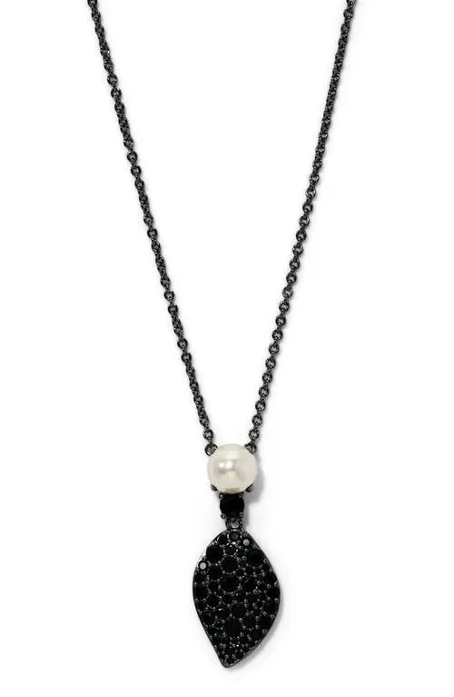 Nadri Rocco Pavé Petal Pendant Necklace - Black