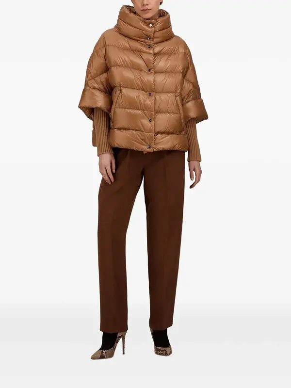 Herno Down Jacket With Three-quarter Sleeves And Knit Sleeves
