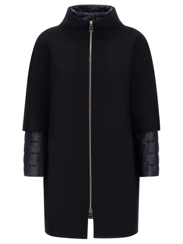 Herno Coat In Ecowool And Ultralight Nylon - Blue