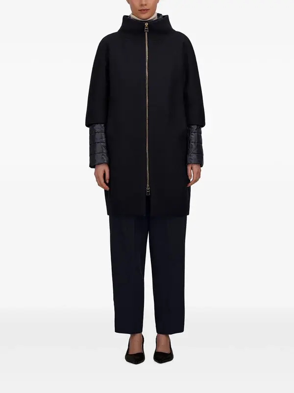 Herno Coat In Ecowool And Ultralight Nylon - Blue