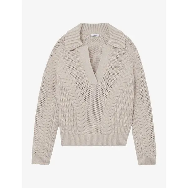 REISS Cable-knit Wool Jumper - Neutral