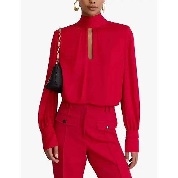 REISS Kenny Tie-neck Woven Blouse