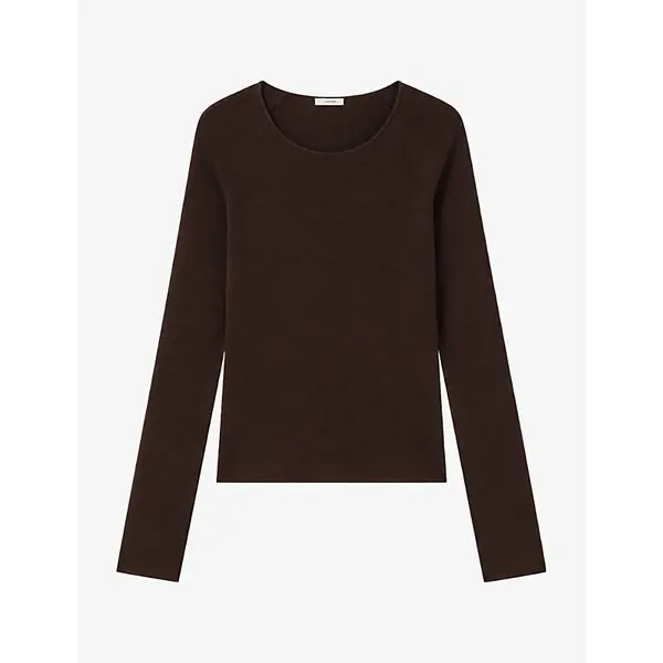 JOSEPH Nali Scoop-neck Long-sleeve Silk-blend Top
