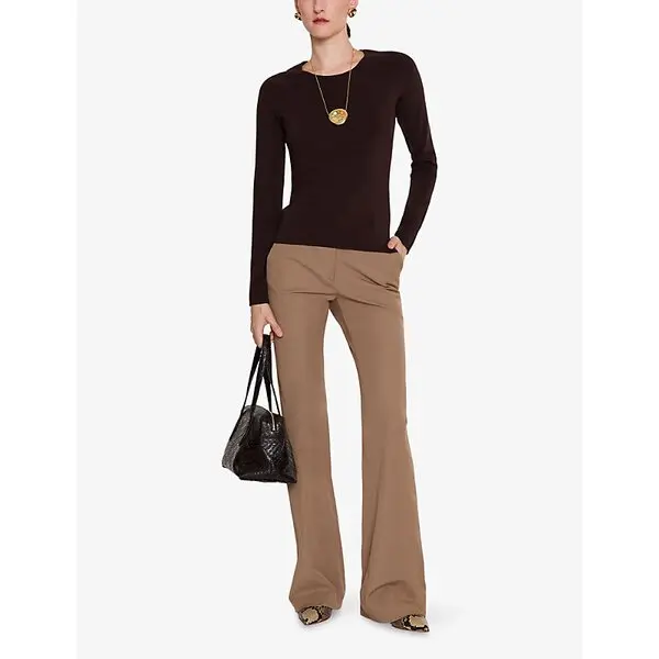 JOSEPH Nali Scoop-neck Long-sleeve Silk-blend Top