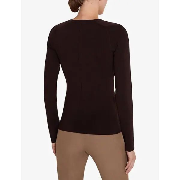 JOSEPH Nali Scoop-neck Long-sleeve Silk-blend Top