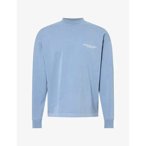 MKI MIYUKI ZOKU Design Studio Long-sleeve Cotton T-shirt - Pigment Blue