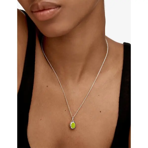 Monica Vinader August Birthstone Sterling And Peridot Quartz Locket
