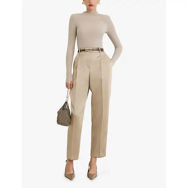 REISS Serena High-neck Mesh Top